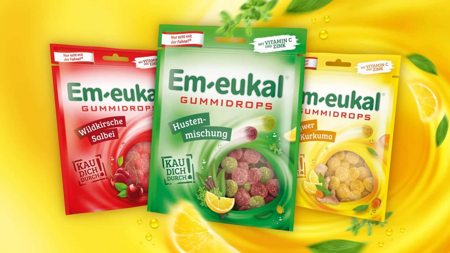 Em-eukal Gummidrops – Packaging Design für Frische-Kick