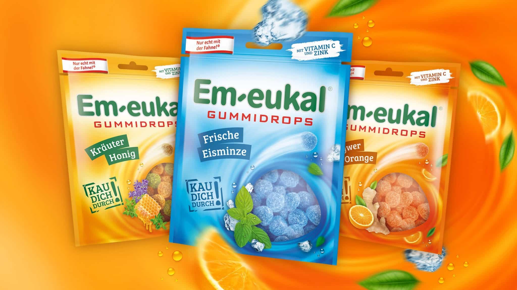 Em-eukal Gummidrops – Packaging Design für Frische-Kick